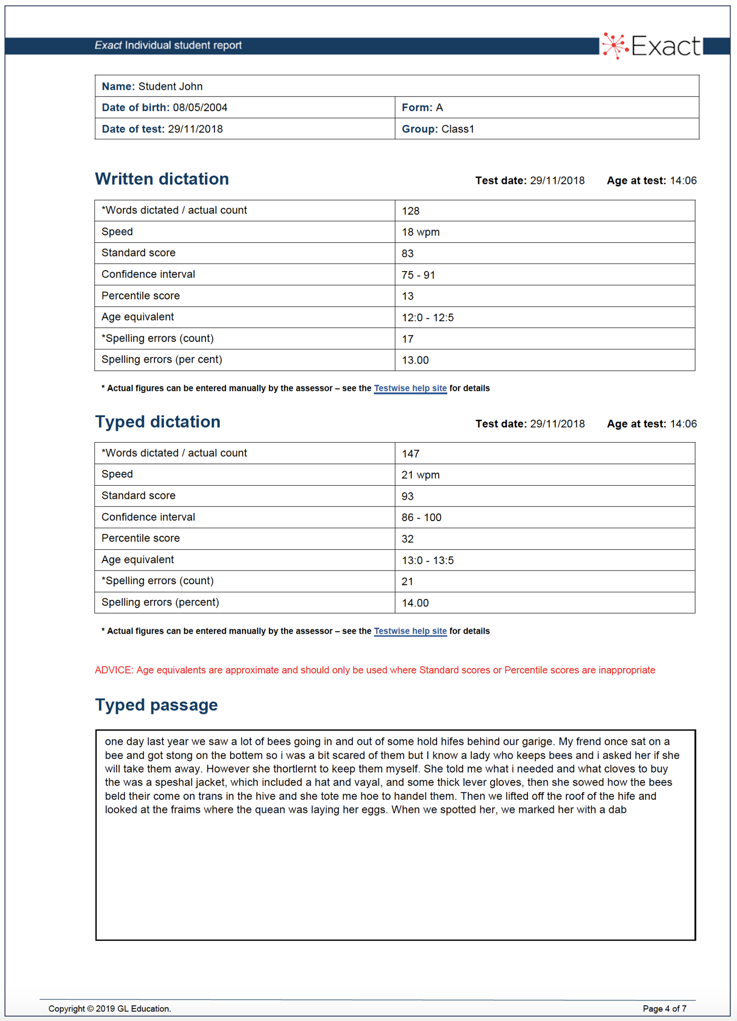 Types of scores - GL Support