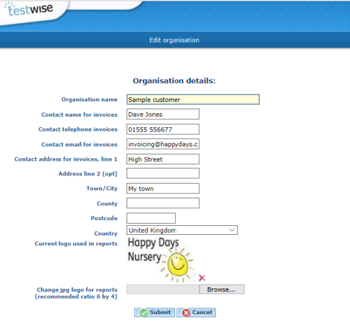 How to modify setting contact details and add a logo - GL Support